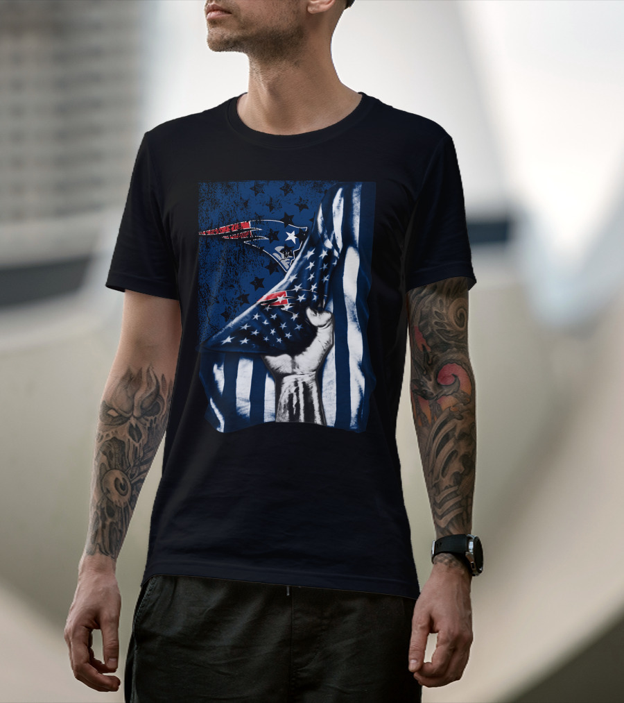 New England Patriots American Flag Hand Stars Stripes T-Shirt