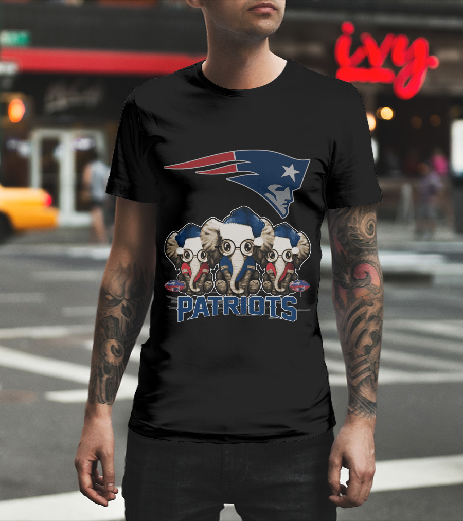 Elephan Xmas New England Patriots Cute Patriots Elephants T-Shirt