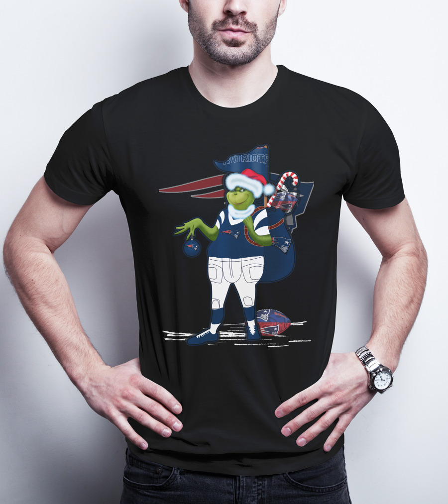 Patriots Grinch Christmas Football Sack Fan T-Shirt
