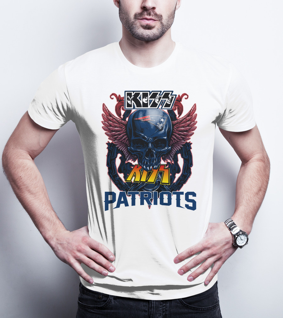 KISS Patriots Skull With Wings New England Patriots T-Shirt