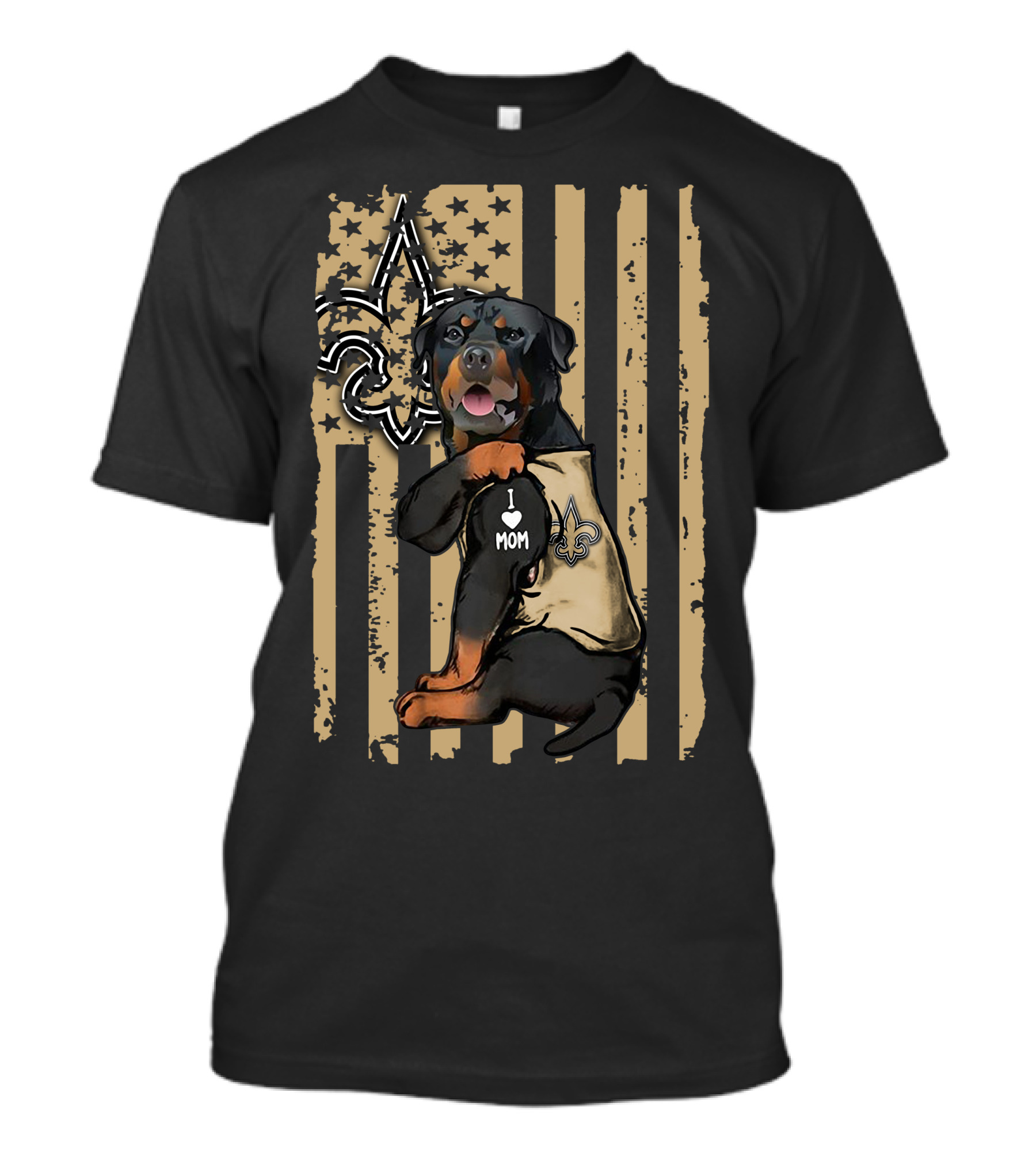 Rottweiler I Love Mom New Orleans Saints Fleur-de-lis T-Shirt