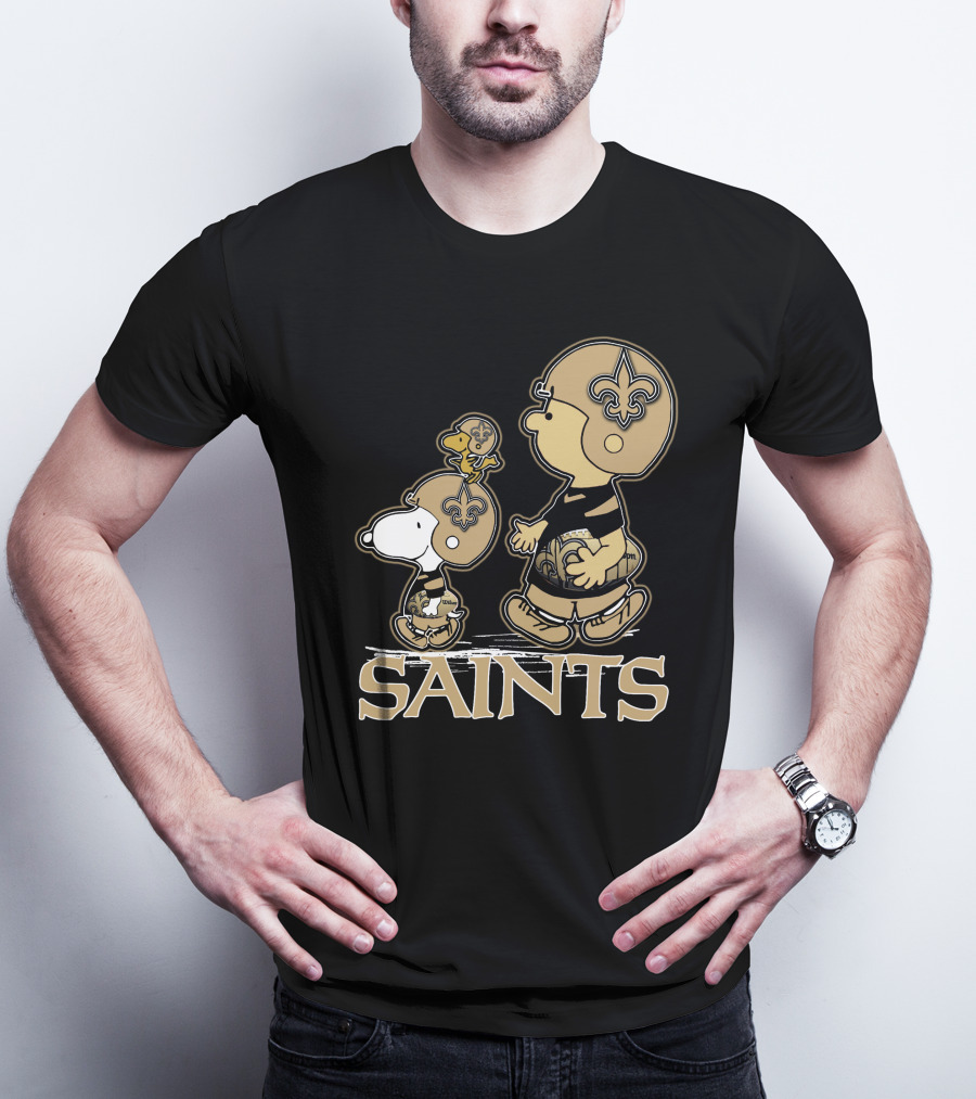Snpfootball New Orleans Saints Peanuts Snoopy Woodstock Football Helmets T-Shirt