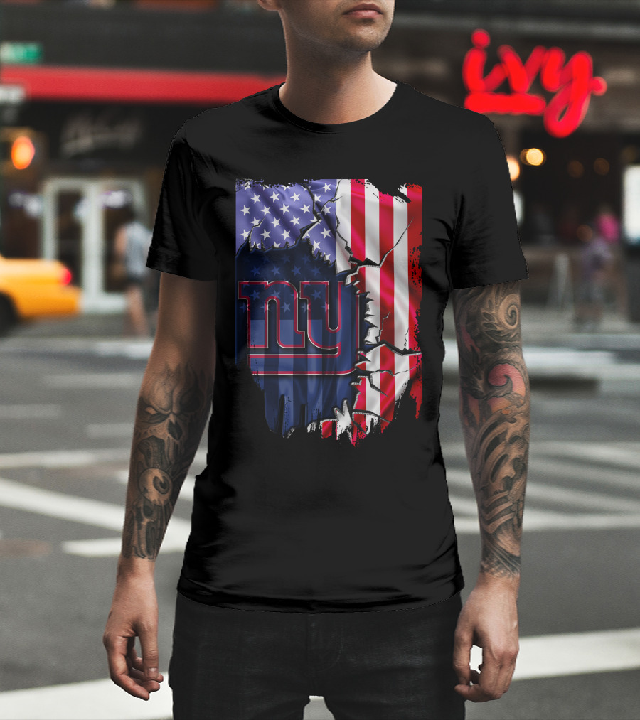 Flag V2 New York Giants American Flag Rip T-Shirt