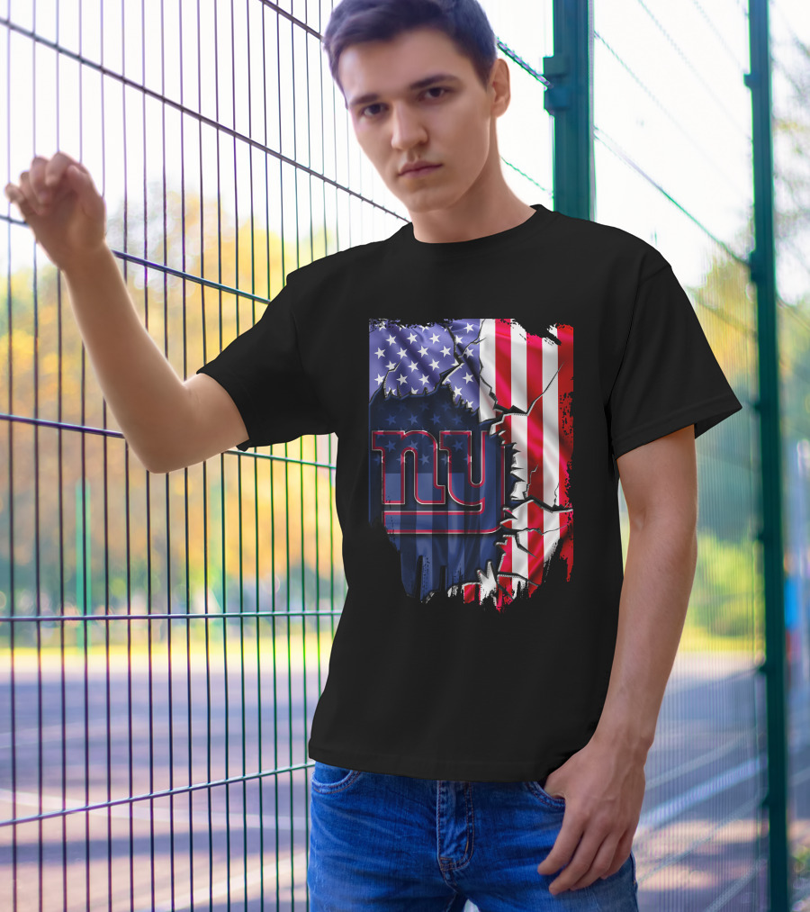 Flag V2 New York Giants American Flag Rip T-Shirt