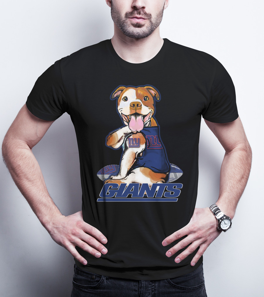 Pitbull New York Giants Pup Enthusiast T-Shirt
