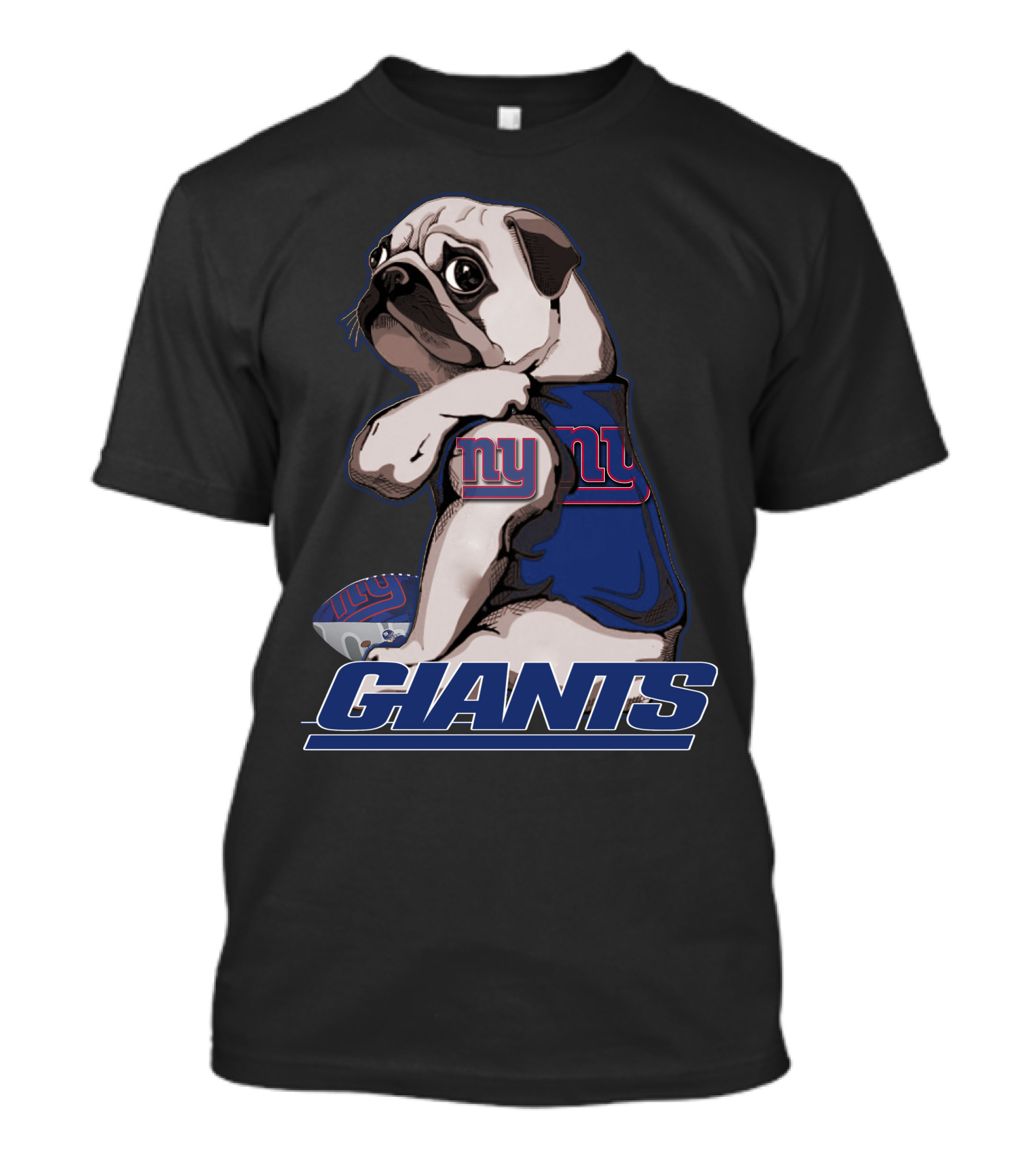 Pug Wearing New York Giants Football Sweater T-Shirt