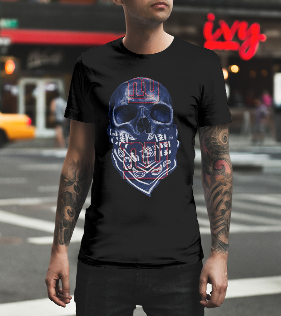 Skull V5 New York Giants Bandana T-Shirt