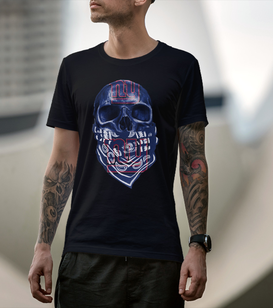 Skull V5 New York Giants Bandana T-Shirt