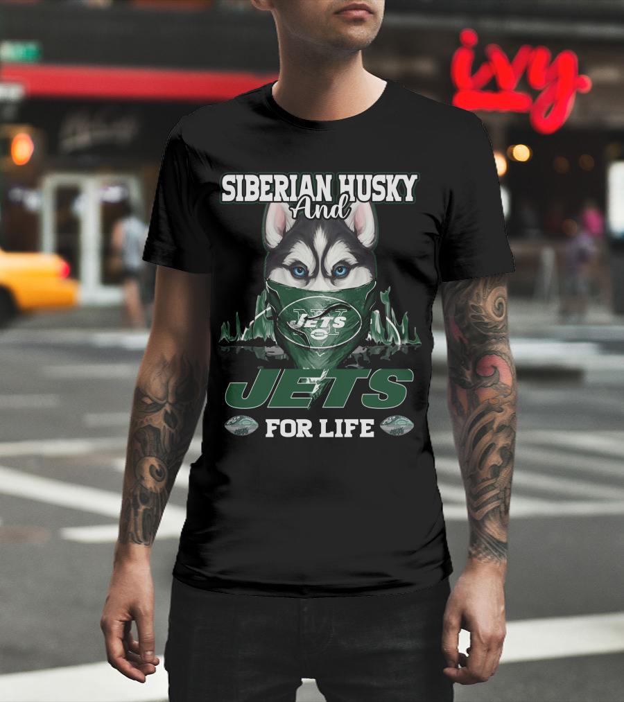 Siberian Husky And Jets For Life T-Shirt