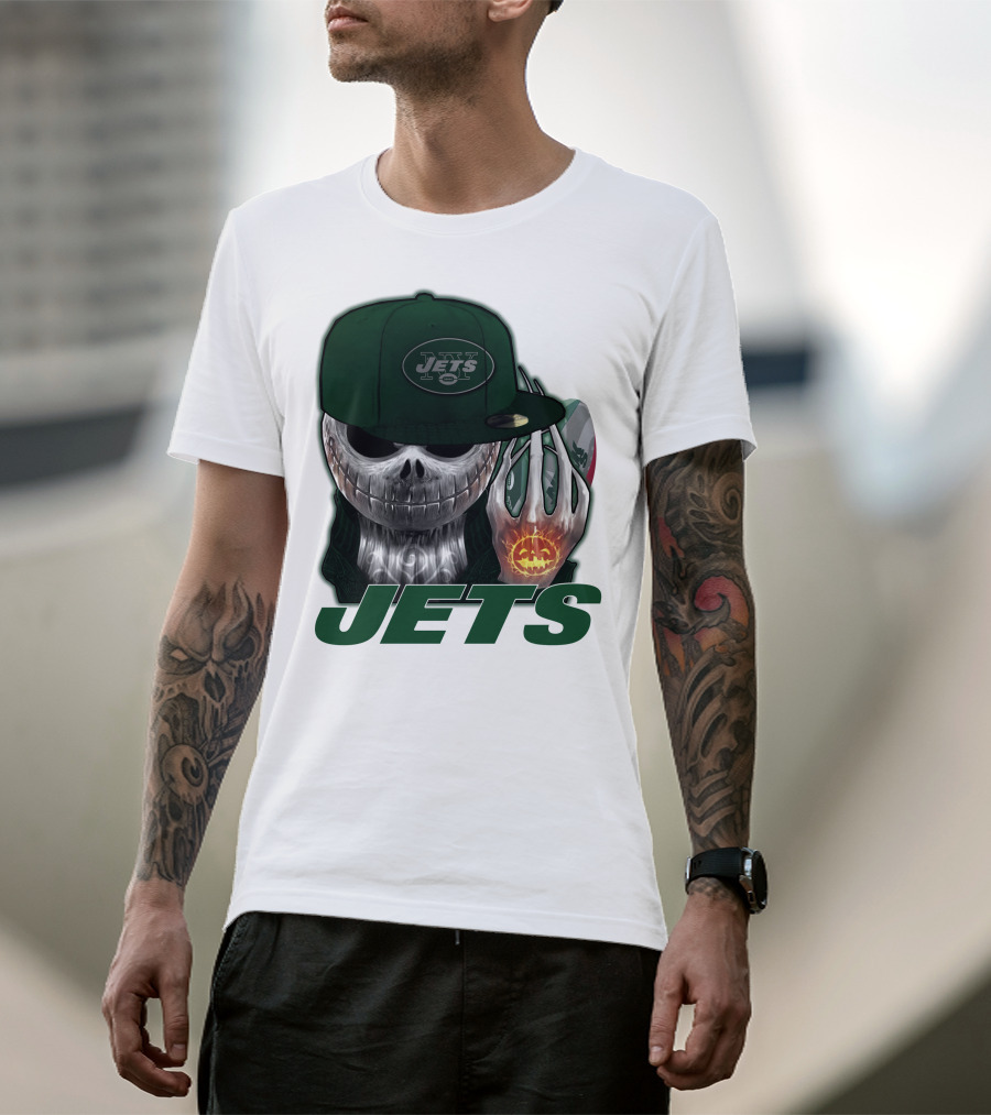 Jets Jackskull Halloween Football Fanatic T-Shirt