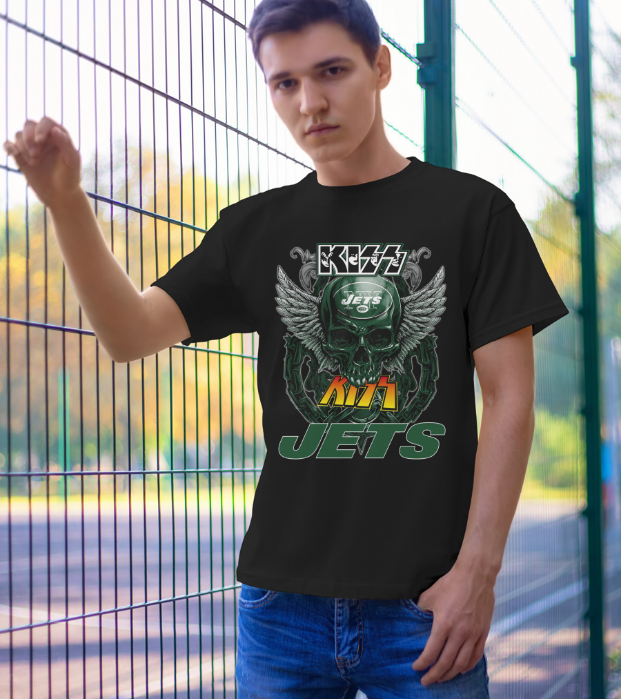 Kiss Jets Skull Wings Chains T-Shirt