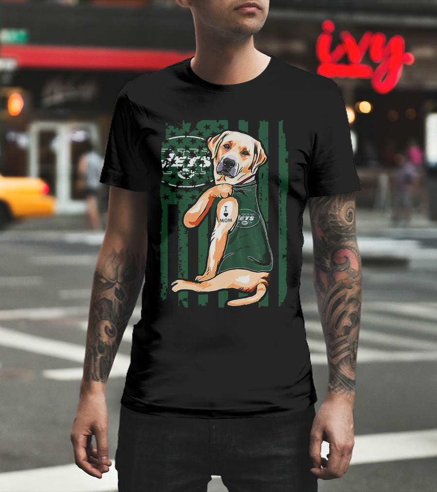 Labrador Retriever New York Jets I Love Mom T-Shirt