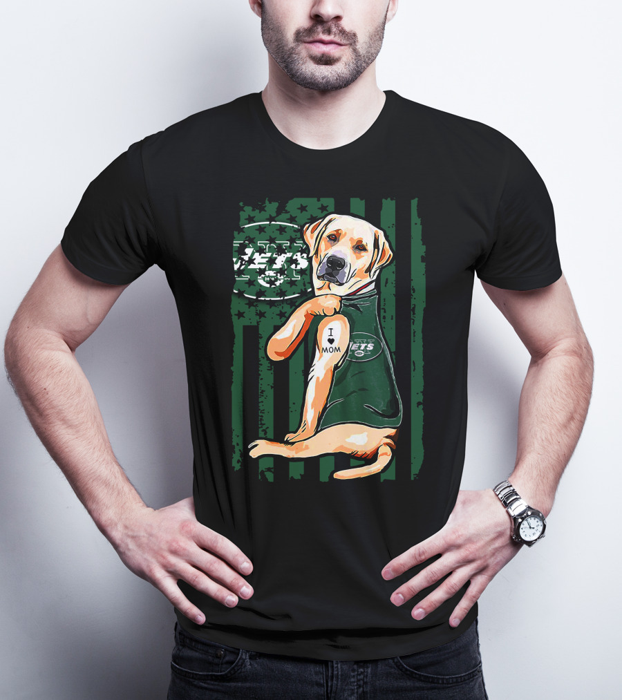 Labrador Retriever New York Jets I Love Mom T-Shirt