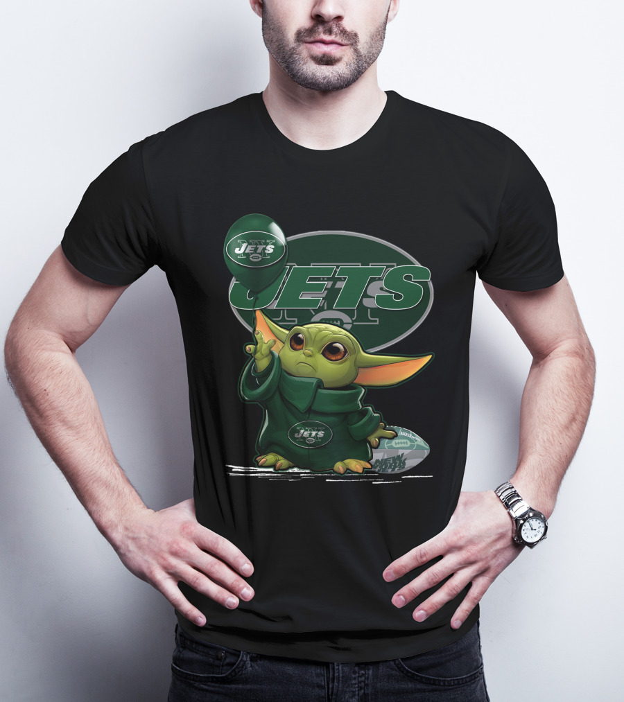 Yoda V1 New York Jets Football Yoda Balancing Jets Logos T-Shirt