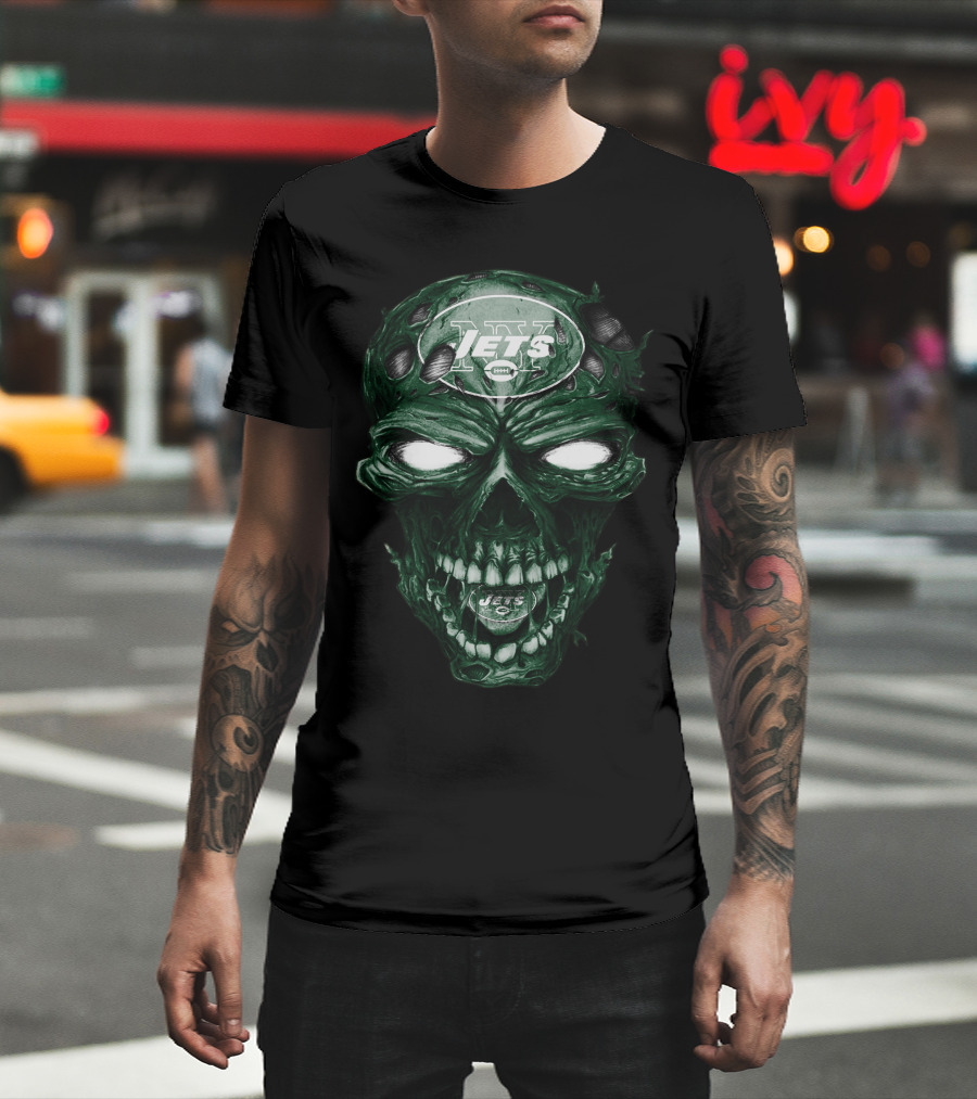Skull V2 Jets New York NFL T-Shirt