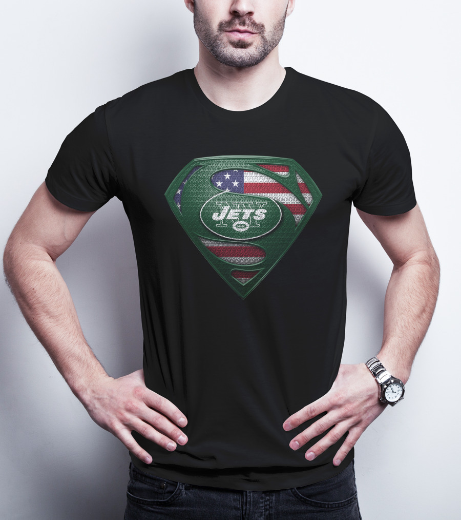 New York Jets American Flag Superman T-Shirt