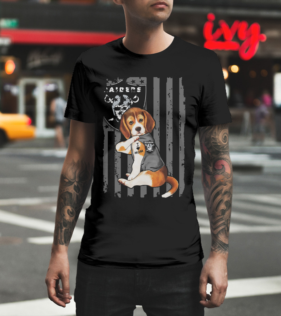 Beagle Raiders I Love Mom NFL Fan T-Shirt