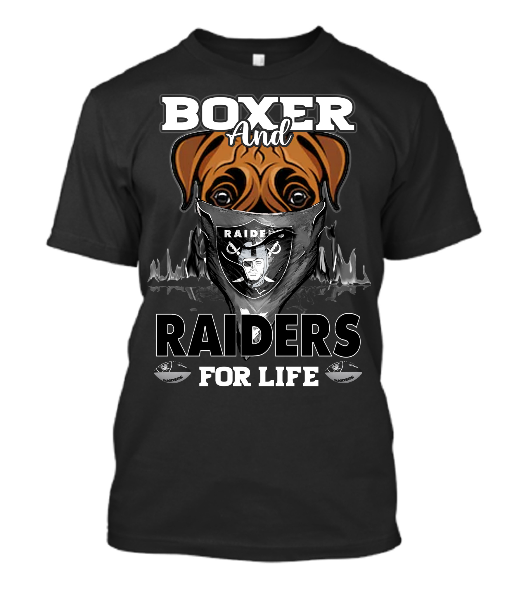 Boxer And Raiders For Life Raider Fan Mask Bulldog T-Shirt