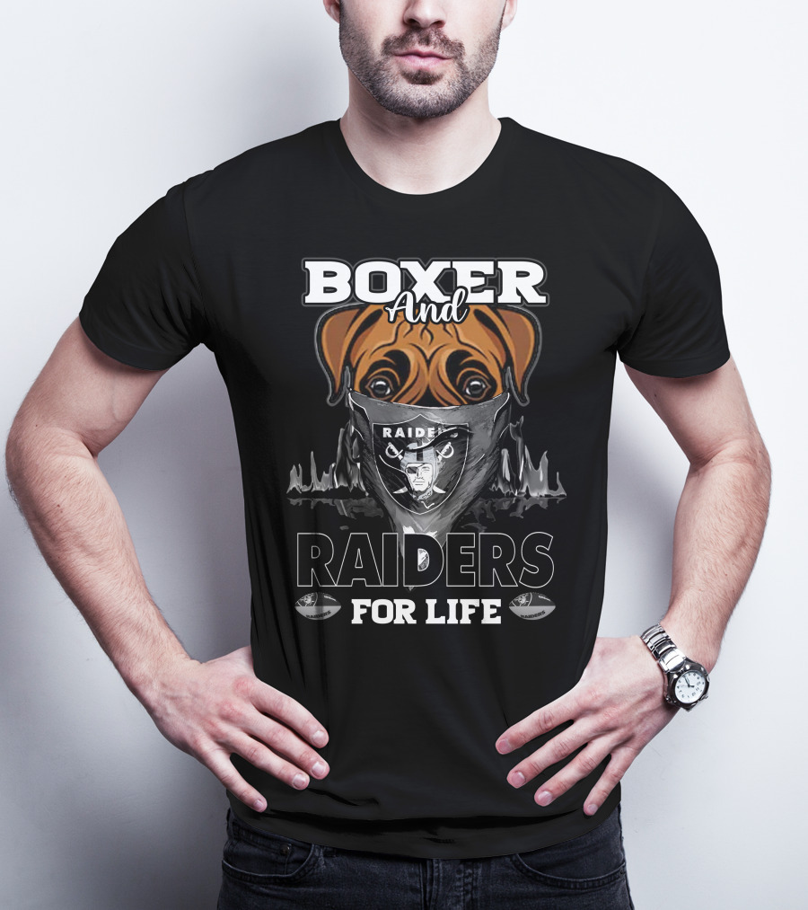 Boxer And Raiders For Life Raider Fan Mask Bulldog T-Shirt