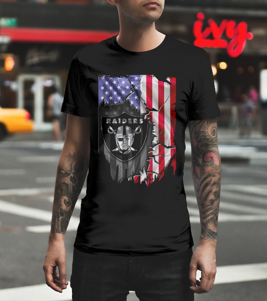 Flag V2 Raiders American Flag Patchwork T-Shirt