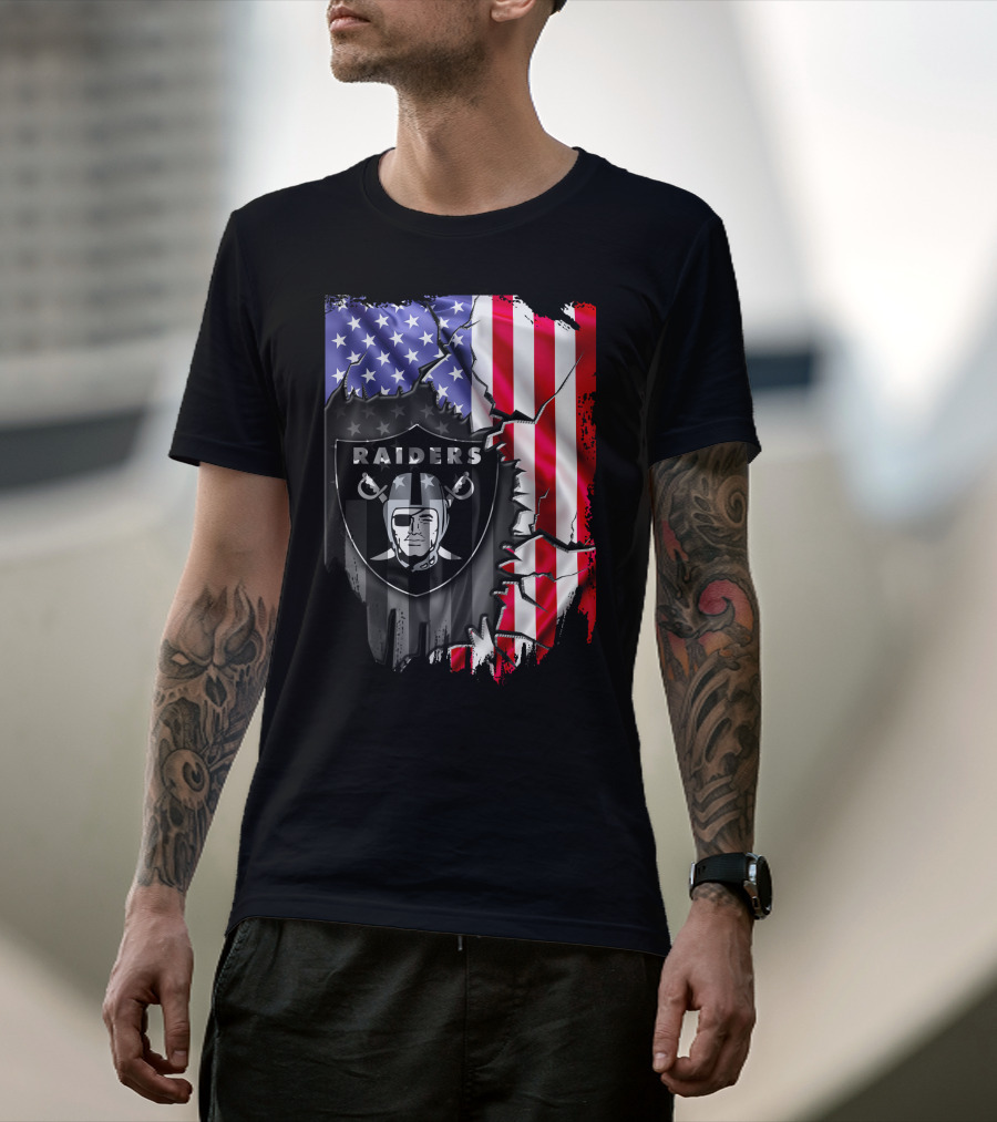 Flag V2 Raiders American Flag Patchwork T-Shirt