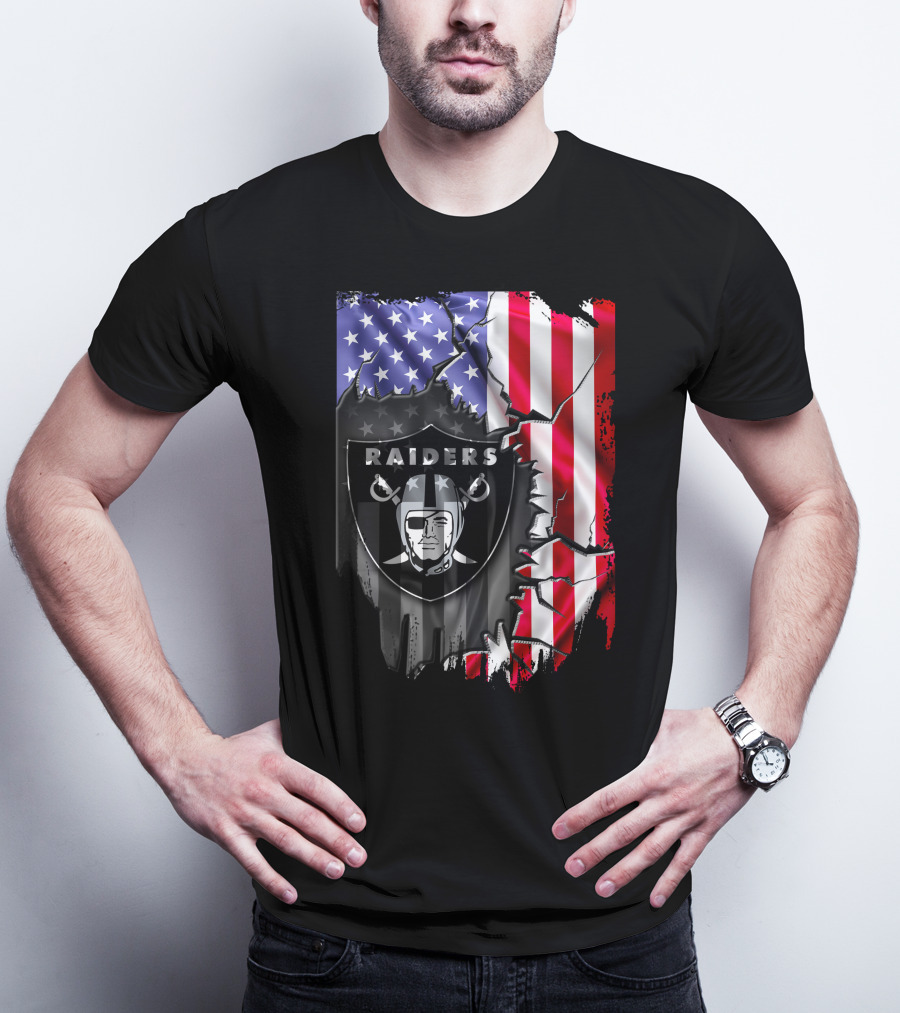 Flag V2 Raiders American Flag Patchwork T-Shirt