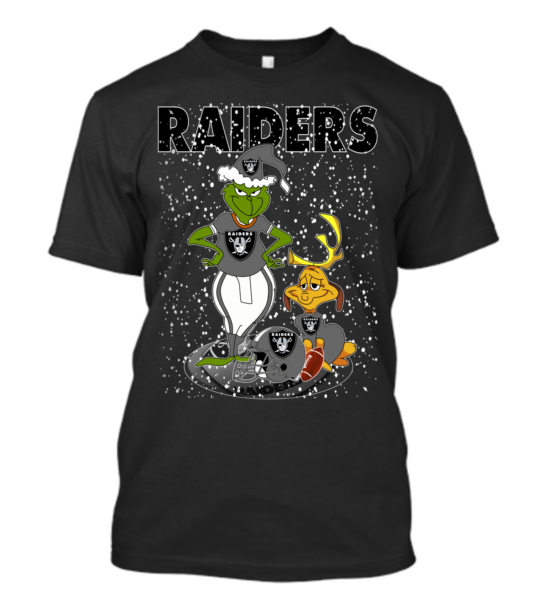Grinchxmas Raiders Christmas Grinch With Raiders Logo Snowflakes T-Shirt