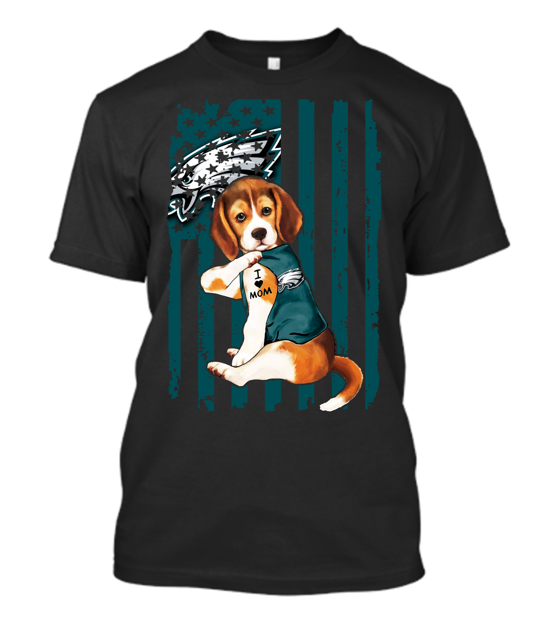 Beagle Philadelphia Eagles I Love Mom Dog Tattoo Pup T-Shirt
