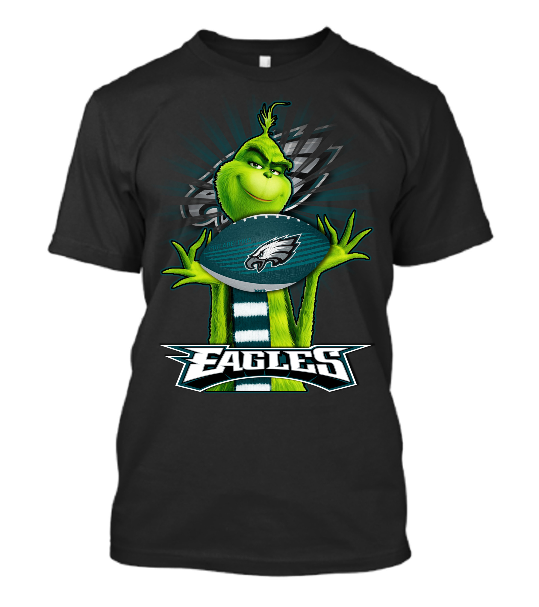 Grinch Holding Philadelphia Eagles Football With Team T-Shirt