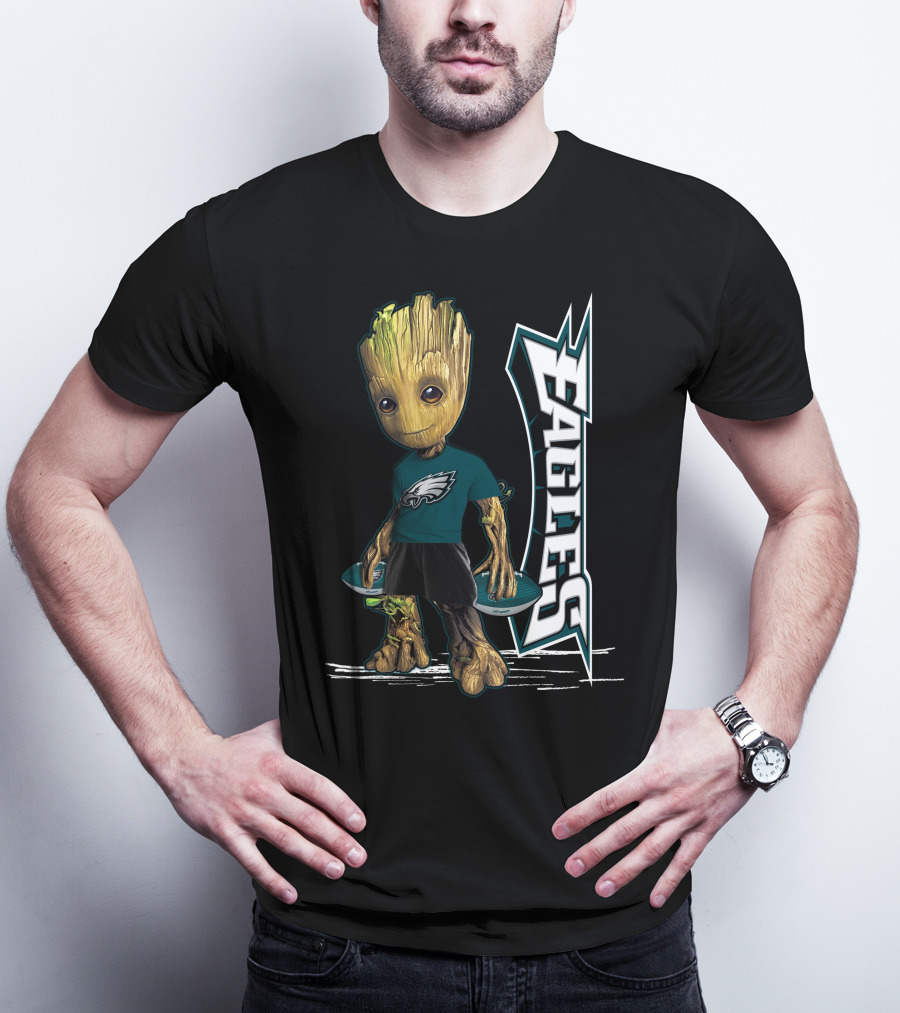 Groot Philadelphia Eagles Football Team Fan Character NFL T-Shirt