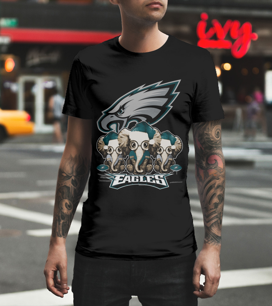 Philadelphia Eagles Elephan Xmas Holiday Spirit T-Shirt