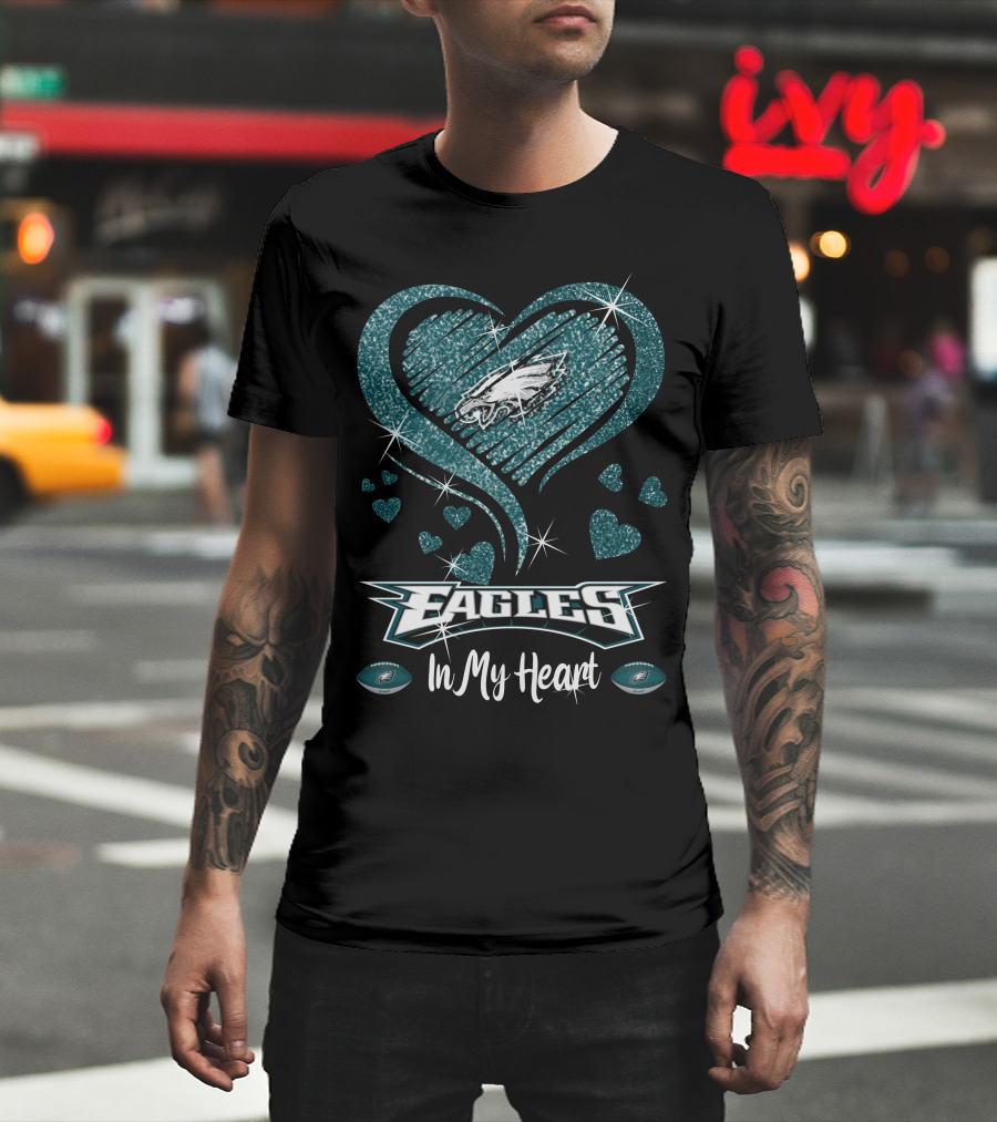 Philadelphia Eagles Heart Sparkle T-Shirt
