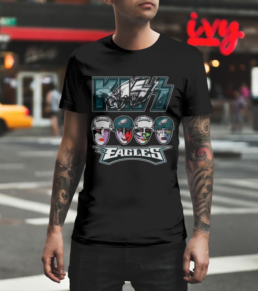 Kiss Band Meets Philadelphia Eagles Face Paint Fans T-Shirt