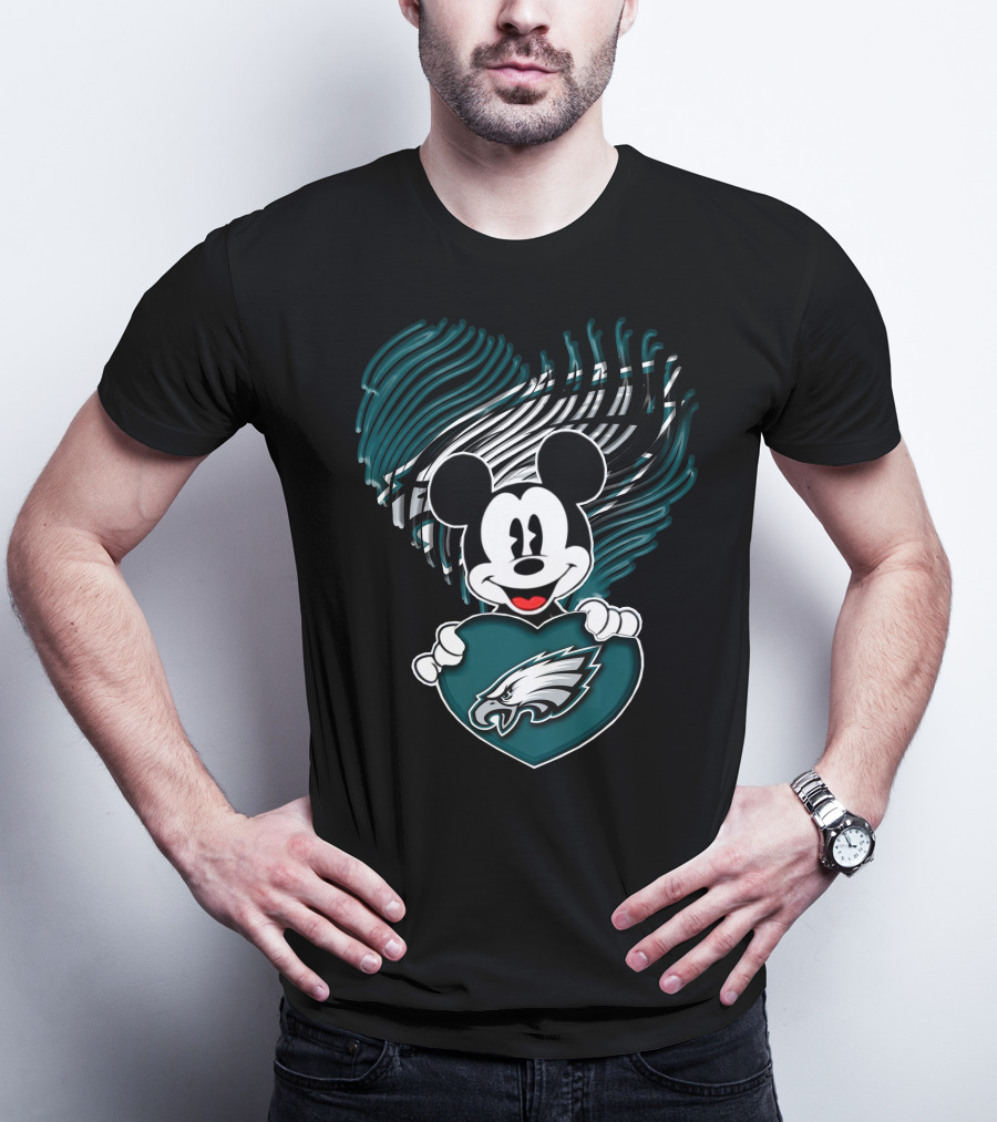 Philadelphia Eagles Heart Mickey Mouse T-Shirt