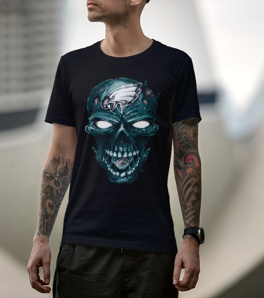 Skull V2 Philadelphia Eagles Zombie Face T-Shirt