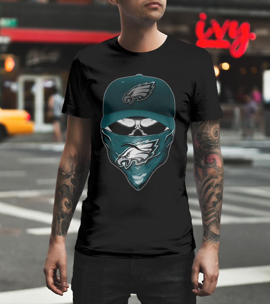 Skull V6 Philadelphia Eagles Fan Gear T-Shirt