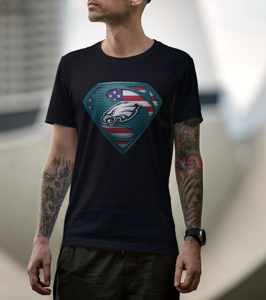 Philadelphia Eagles American Flag Superman T-Shirt