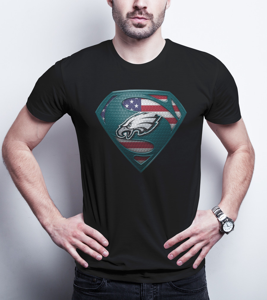 Philadelphia Eagles American Flag Superman T-Shirt