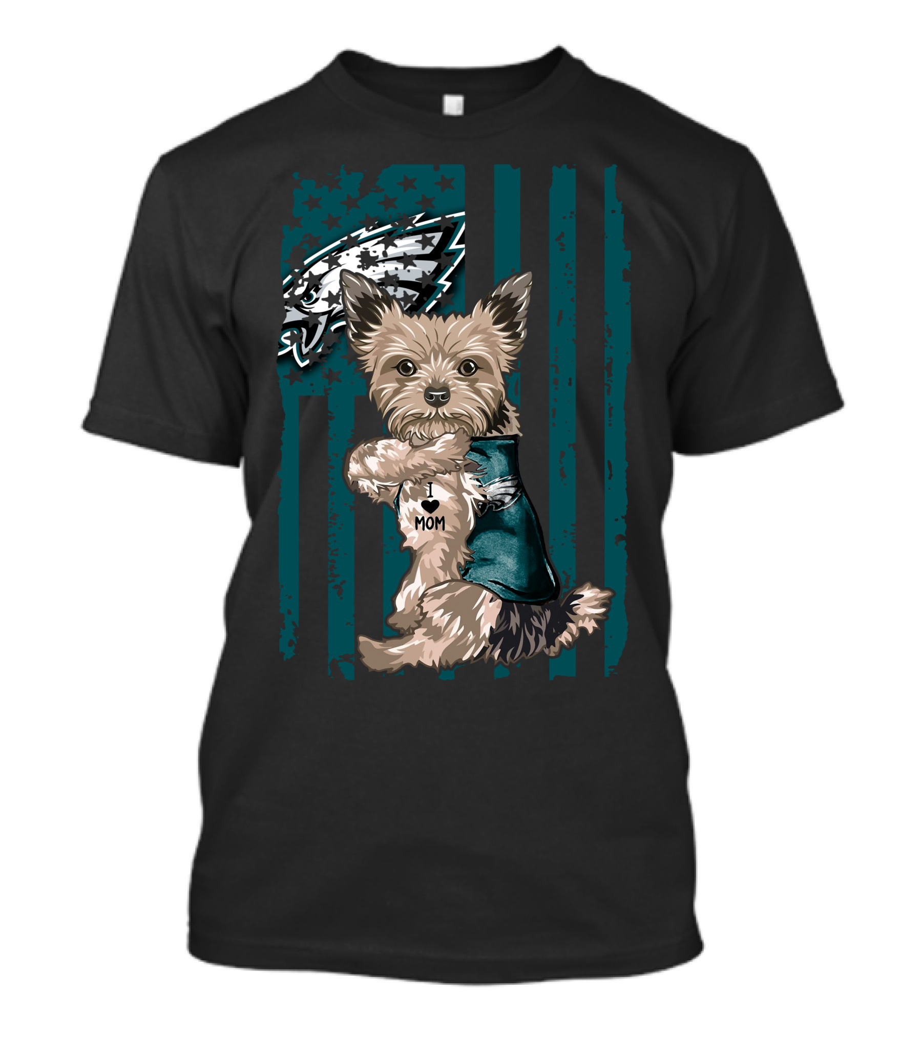 Yorkshire Terrier I Love Mom Philadelphia Eagles T-Shirt