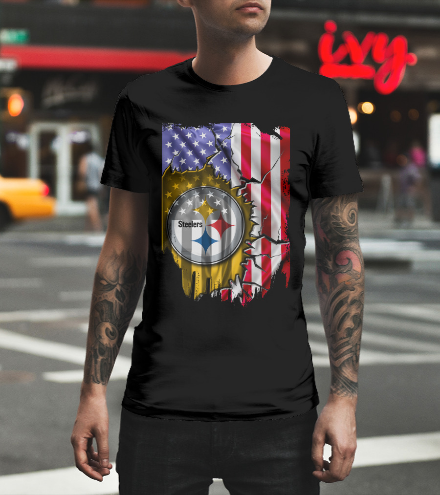 USA Flag Pittsburgh Steelers Logo V2 T-Shirt