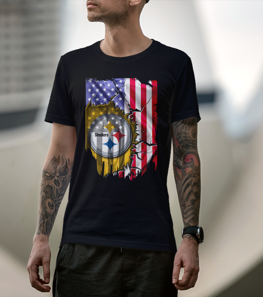 USA Flag Pittsburgh Steelers Logo V2 T-Shirt