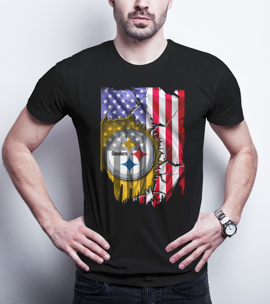 USA Flag Pittsburgh Steelers Logo V2 T-Shirt