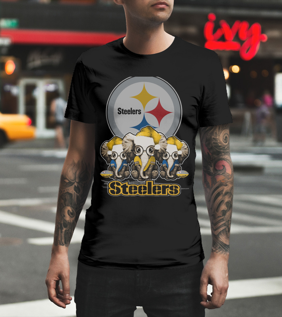 Pittsburgh Steelers Christmas Elephants T-Shirt