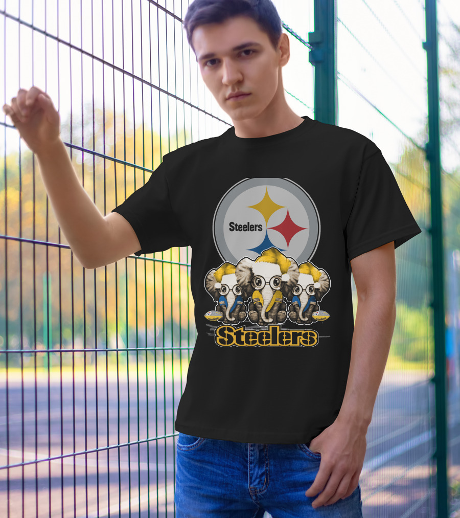 Pittsburgh Steelers Christmas Elephants T-Shirt