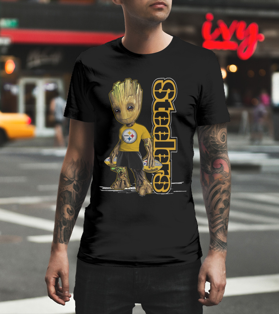 Groot Steelers Pittsburgh Football Fan Character T-Shirt