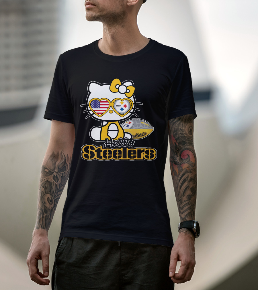 Hello Steelers Hello Kitty Pittsburgh Football T-Shirt