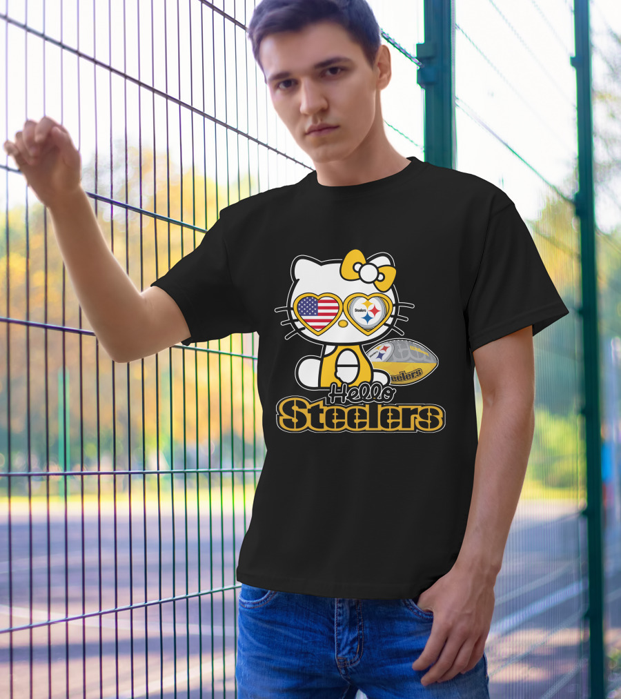 Hello Steelers Hello Kitty Pittsburgh Football T-Shirt