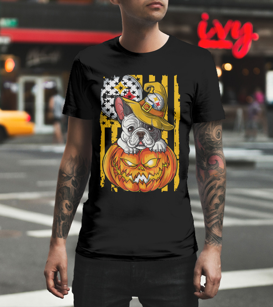 Steelers Bulldog Halloween Pumpkin Pittsburgh T-Shirt