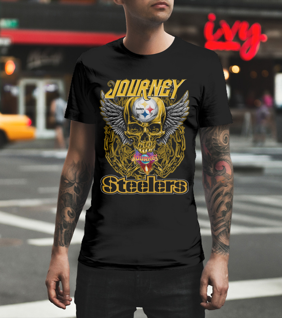 Journey Steelers Skull Wings Chain T-Shirt