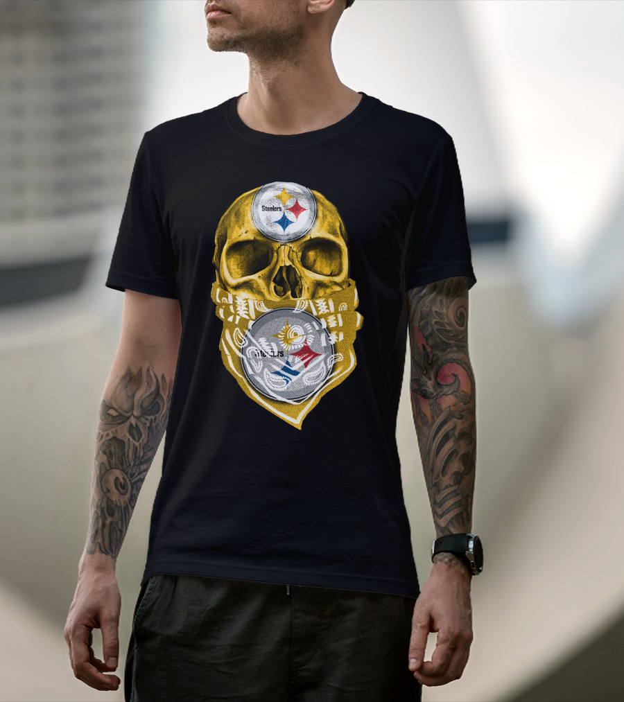 Skull V5 Steelers Bandana Logo Football Fan Gear T-Shirt